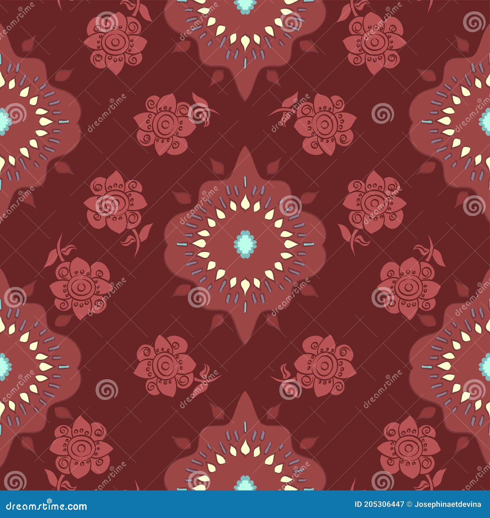 Deep rich red floral stock vector. Illustration of vector - 205306447