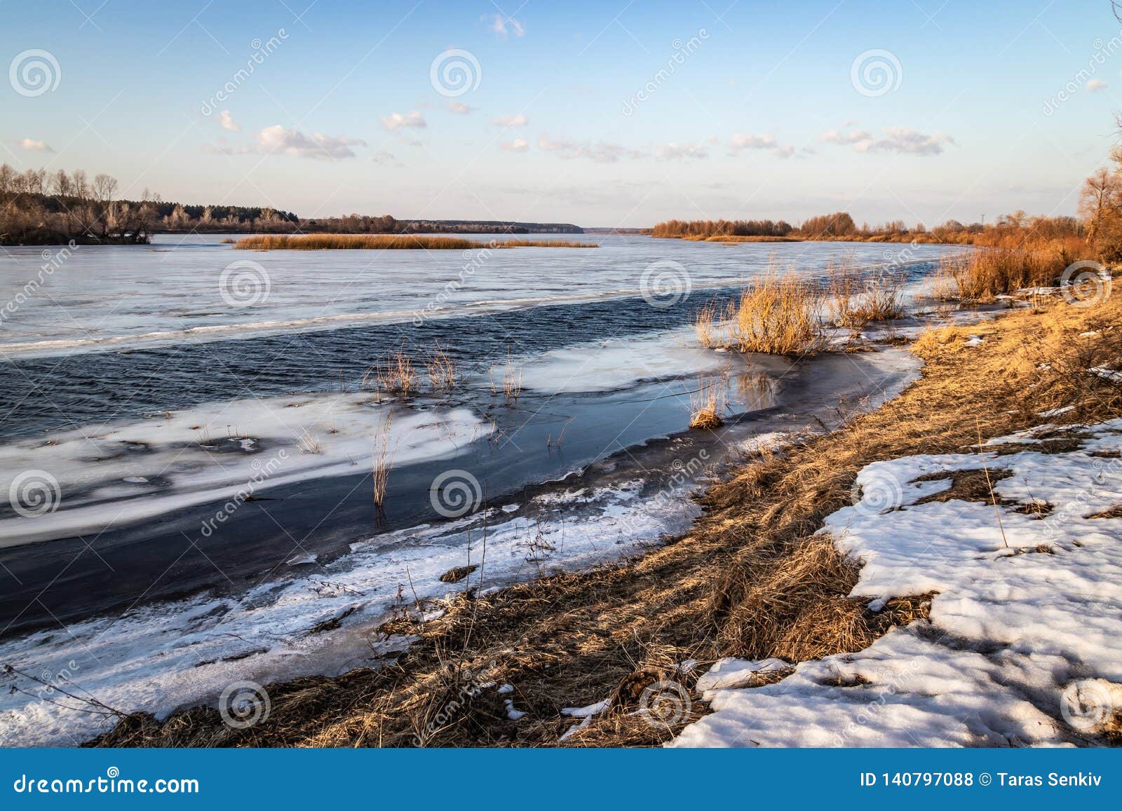 Deep River on the Eve of Ice Drift in the Spring in March. Stock Photo ...