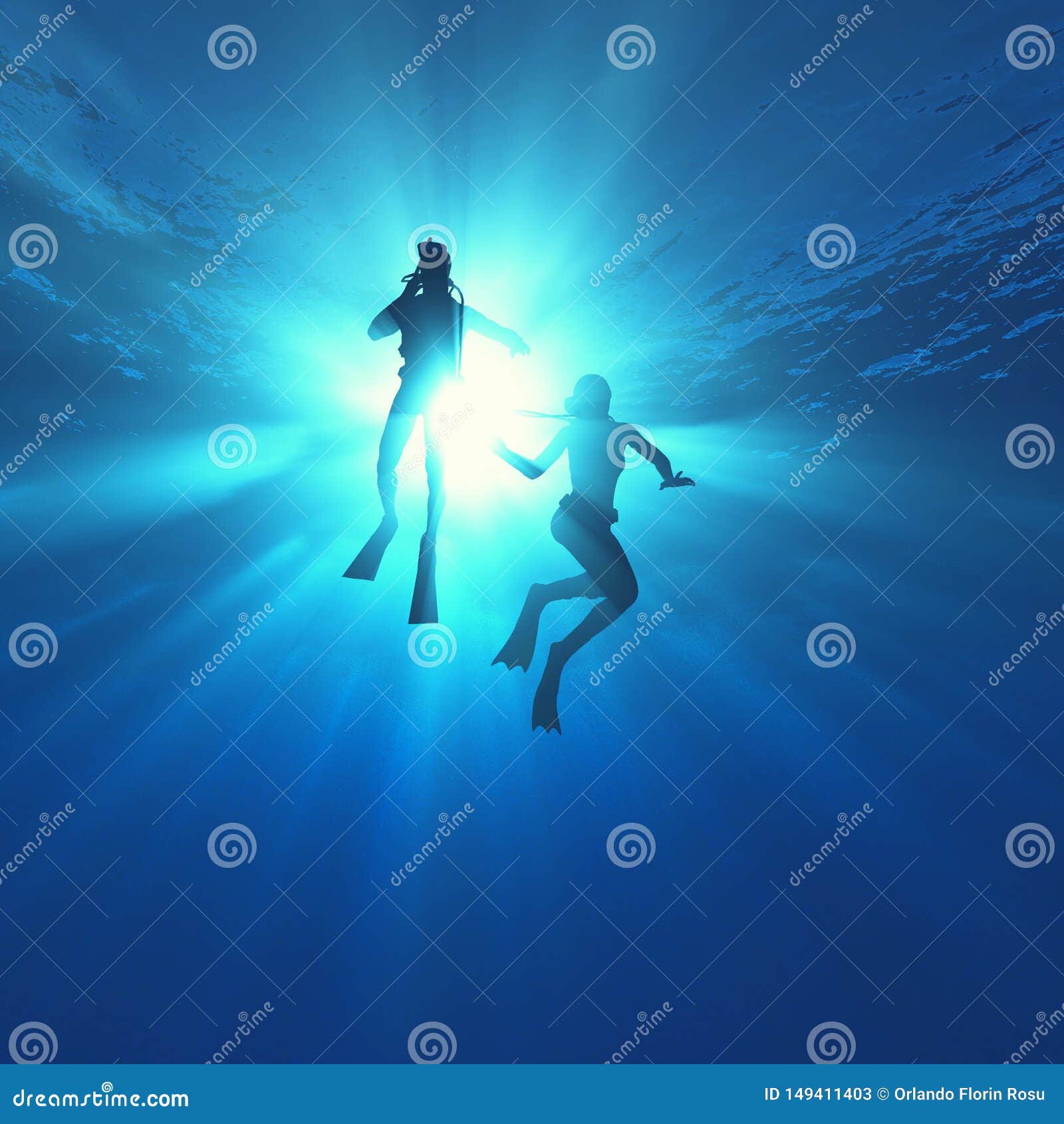 Deep scuba divers stock illustration. Illustration of diver - 149411403