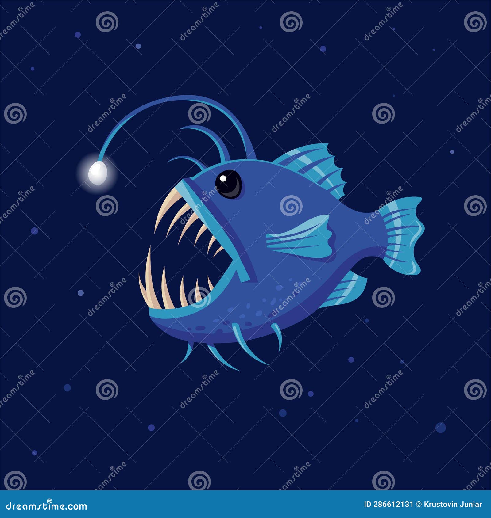 Deep Sea Angler Fish Vector Stock Vector - Illustration of scary, angry ...