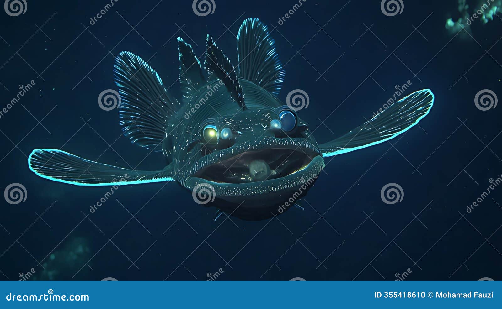 Deep Sea Anglerfish with Bioluminescent Lure Stock Photo - Image of ...