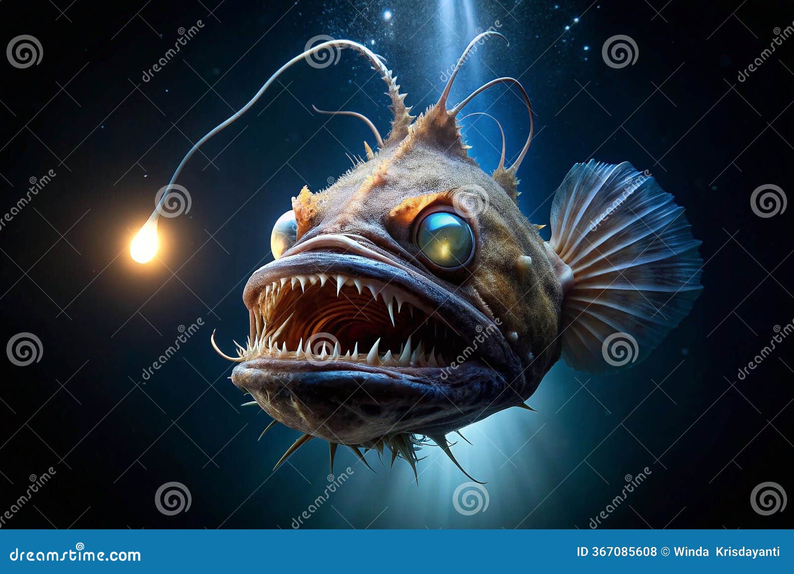 Deep Sea Anglerfish Creepy Cartoon Character Vector Poses ...