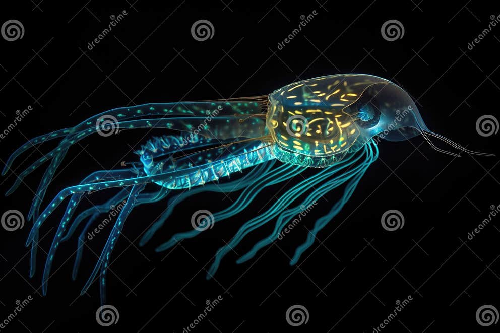 Deep-sea Creature Glowing with Bright, Bioluminescent Patterns Stock ...