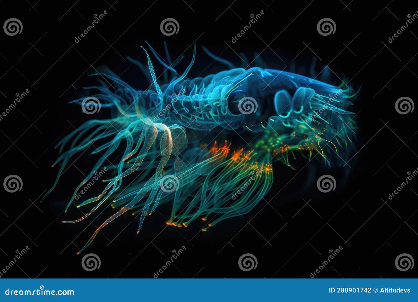 Deep-sea Creature Glowing with Bright, Bioluminescent Patterns Stock ...
