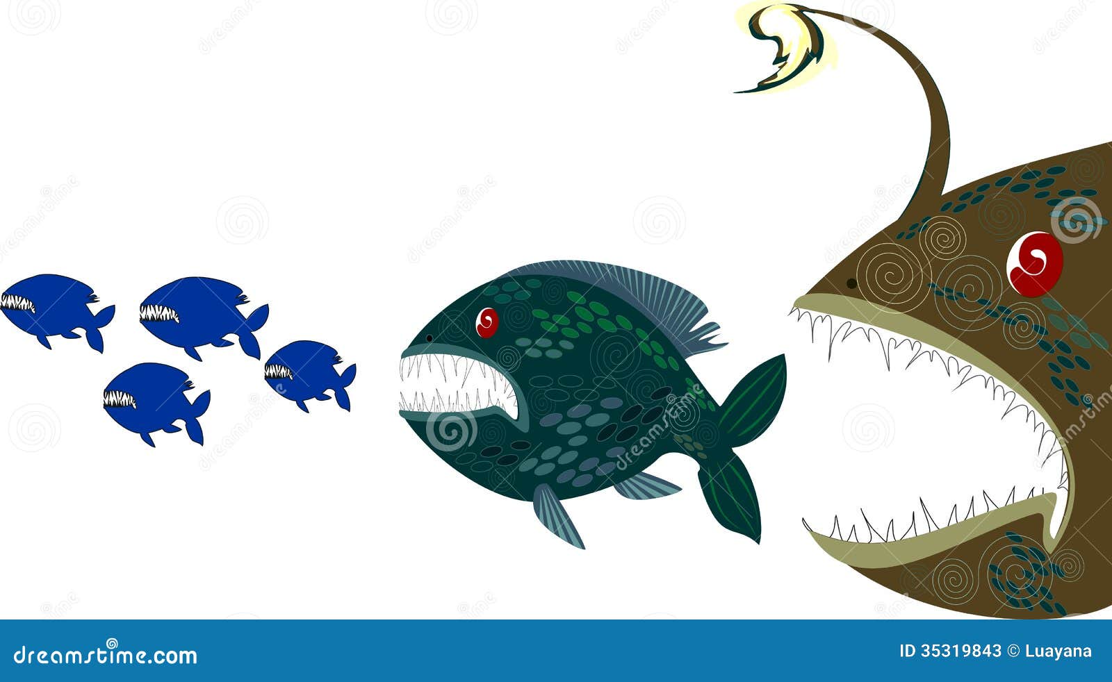 Deep-sea Fish Cartoon Vector | CartoonDealer.com #35319843