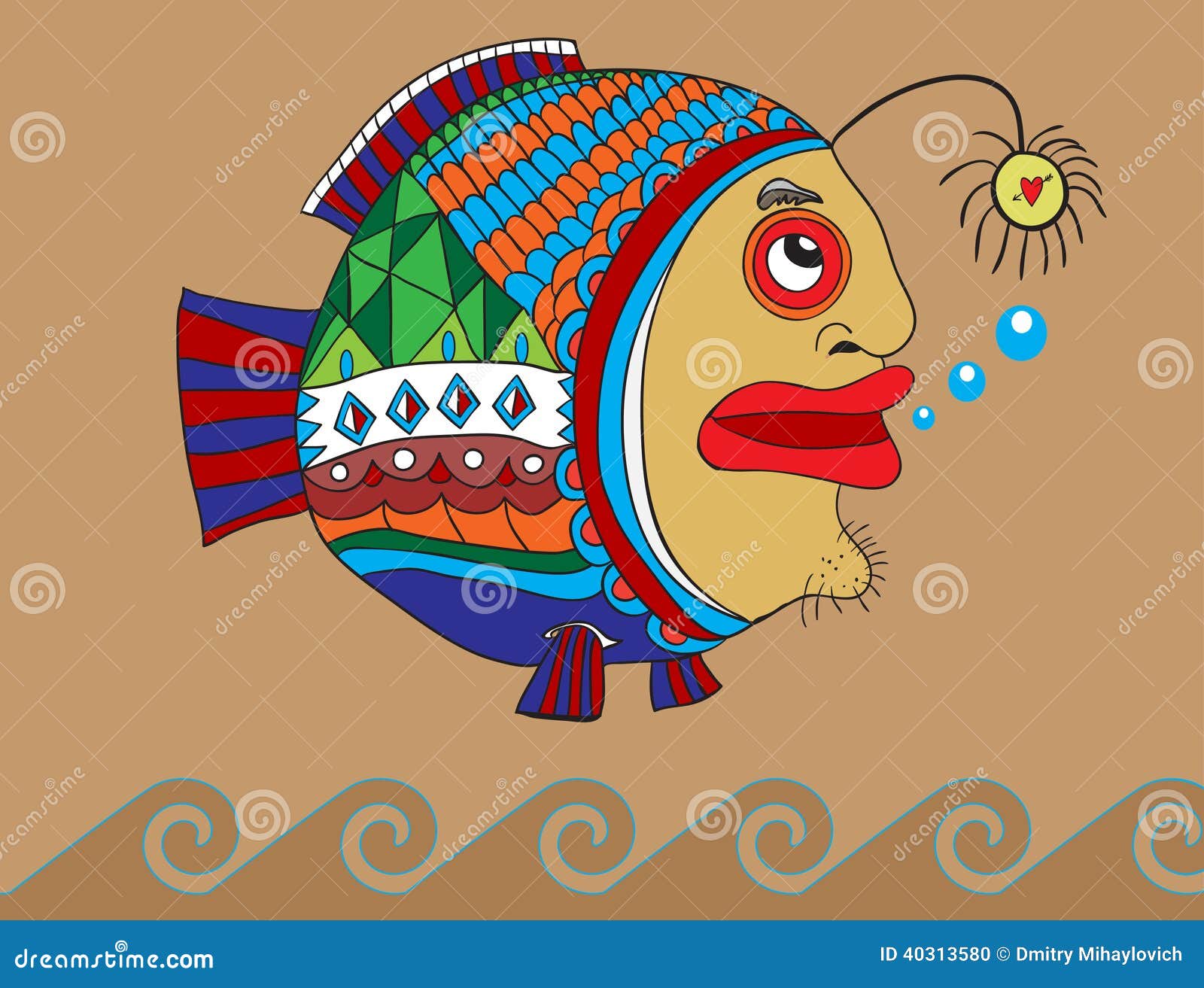 Deep sea fish stock vector. Illustration of unshaven - 40313580