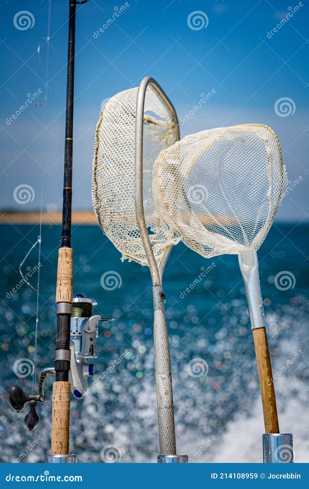 Deep Sea Fishing Pole and Nets Ready for a Day Out on the Water Stock ...