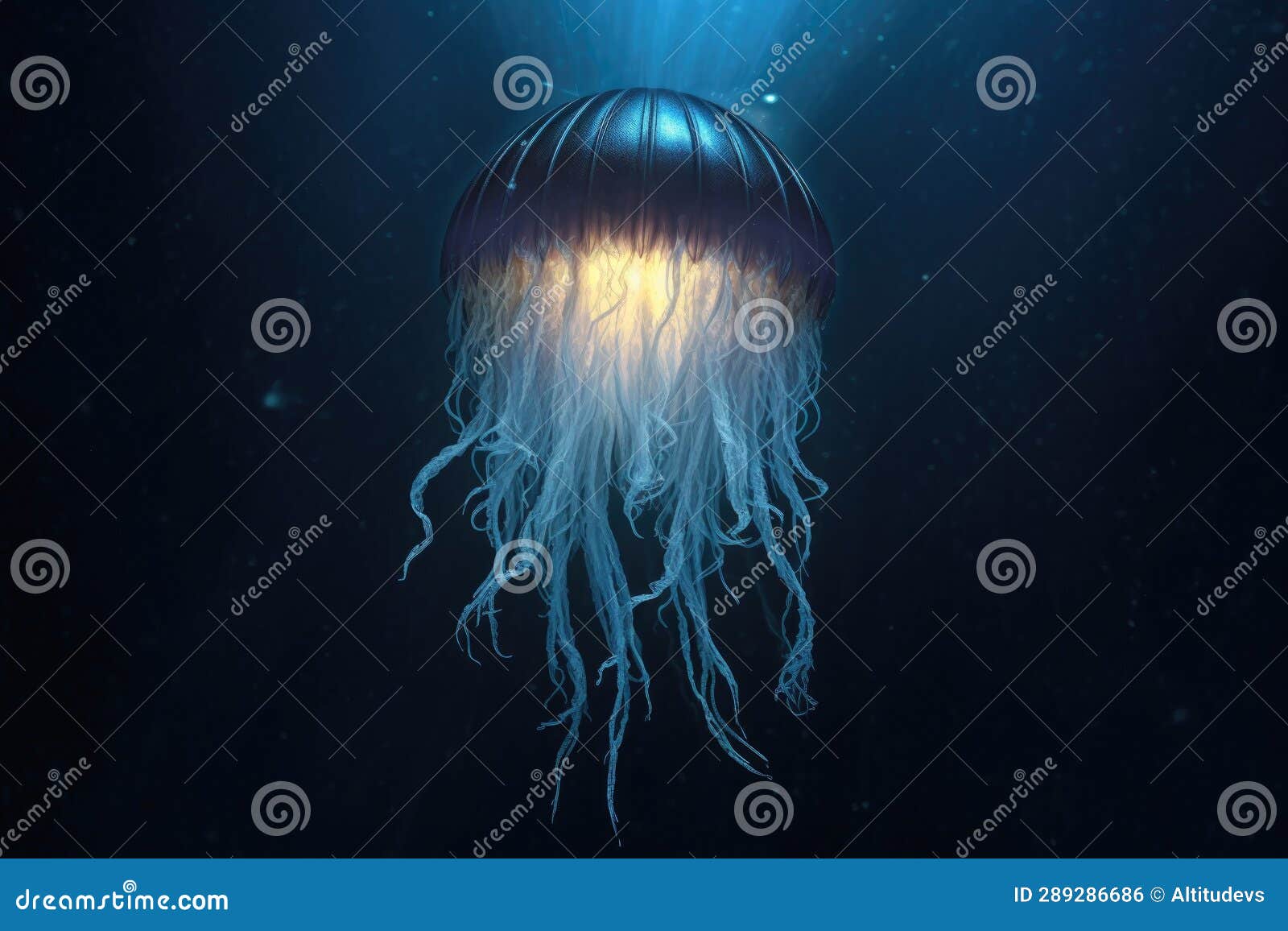 Deep-sea Jellyfish Floating in the Abyss Stock Photo - Image of ...