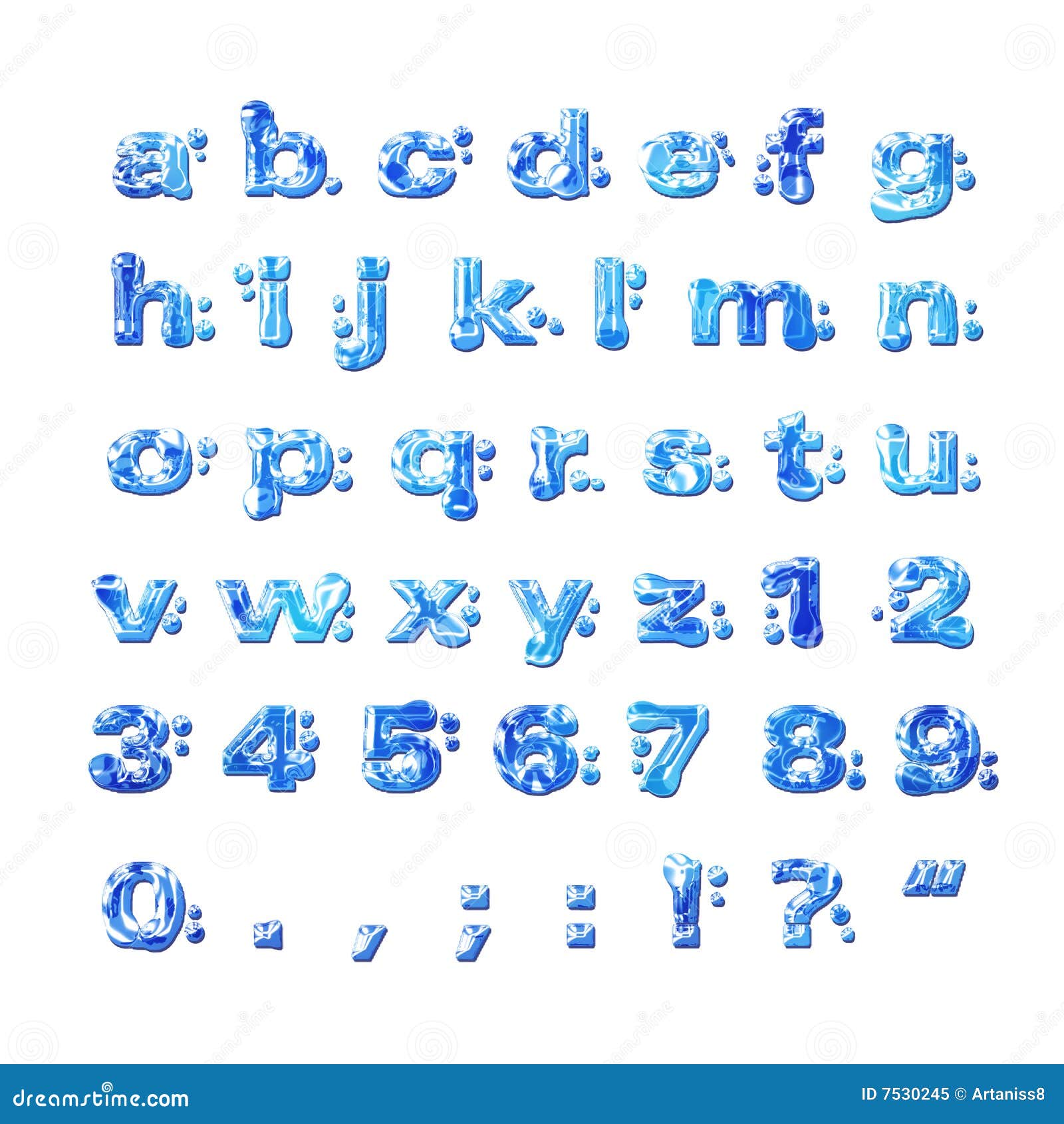 Deep Sea Texture Font - Small Letters Stock Illustration - Image: 7530245