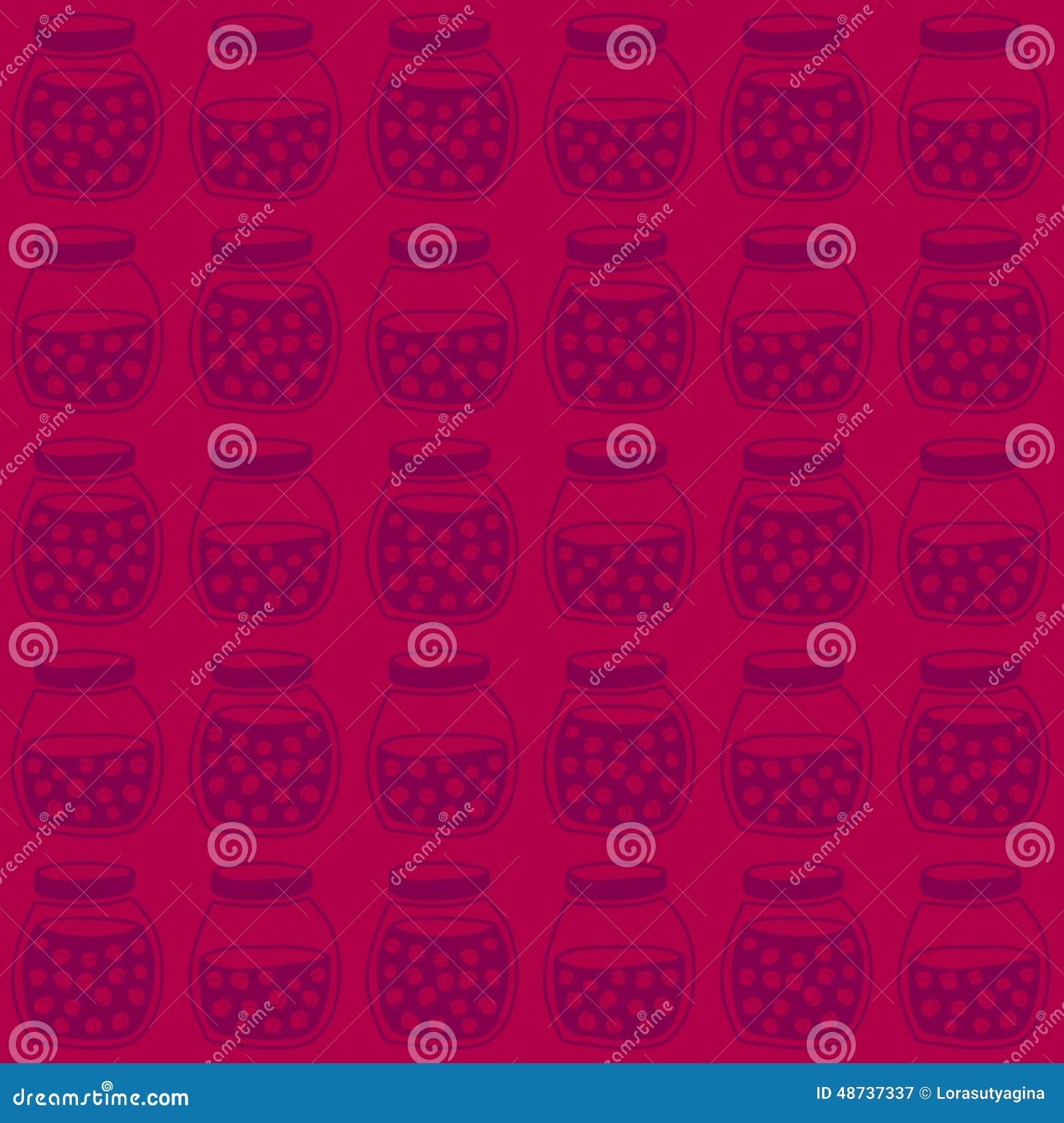 Deep Seamless Pattern with the Cherry Jam Jars. Stock Vector ...