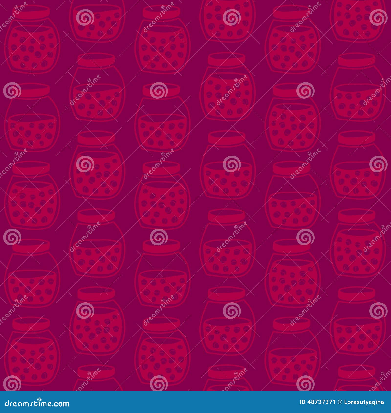 Deep Seamless Pattern with the Cherry Jam Jars. Stock Vector ...