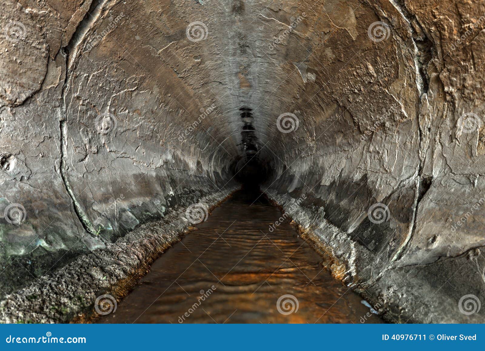 Deep Sewage Tunnel with Poinson Flowing Stock Image - Image of inside ...