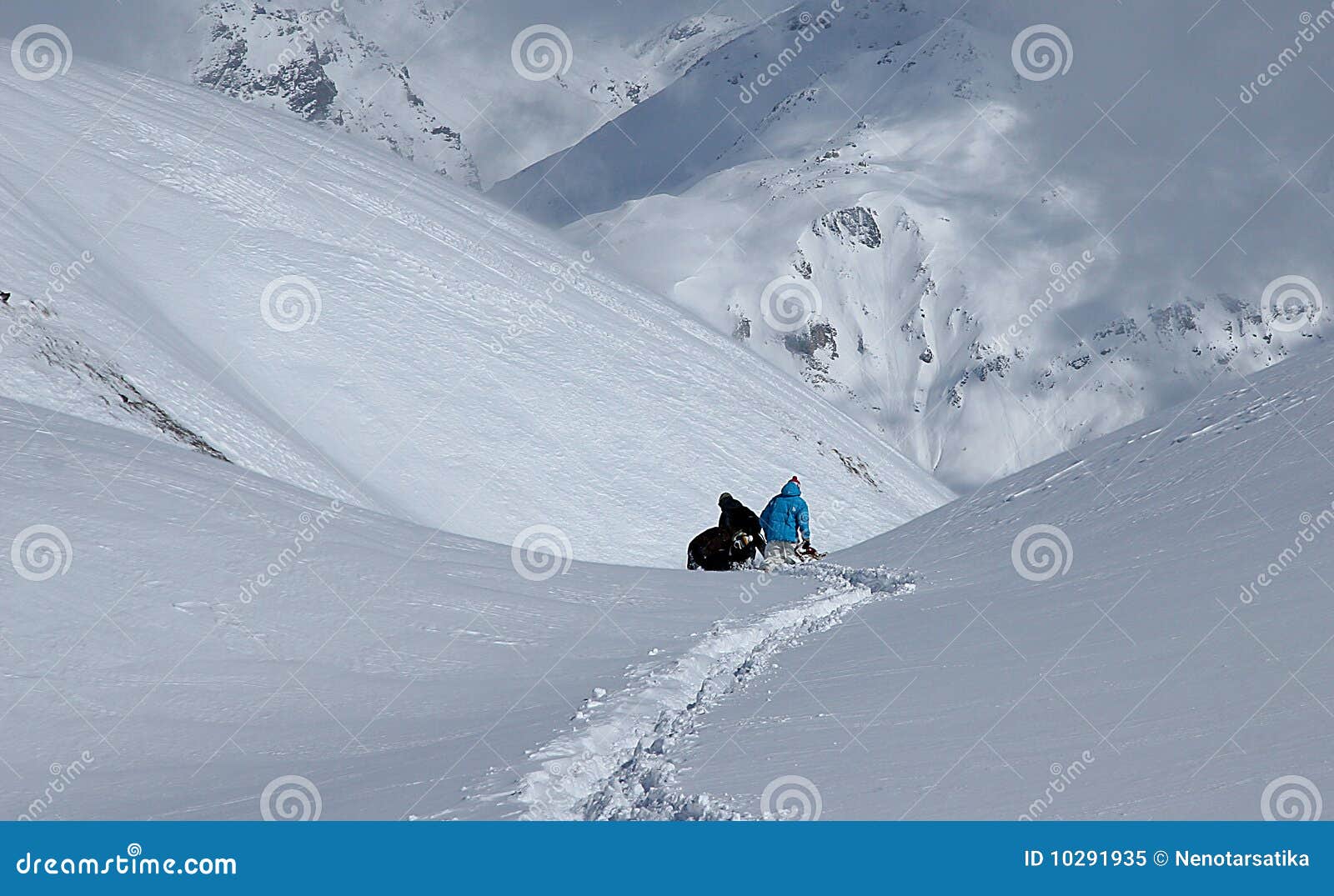 In a deep snow stock image. Image of mountains, track - 10291935
