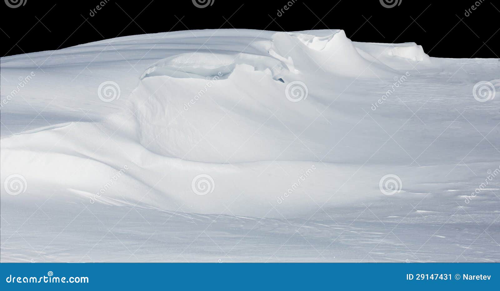 Deep Snow Drift Isolated on Black Stock Image - Image of blown, curves ...