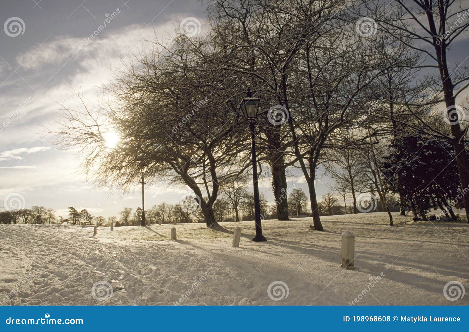 Winter Snow Scene in Uk Countryside Meadow Stock Photo - Image of field ...