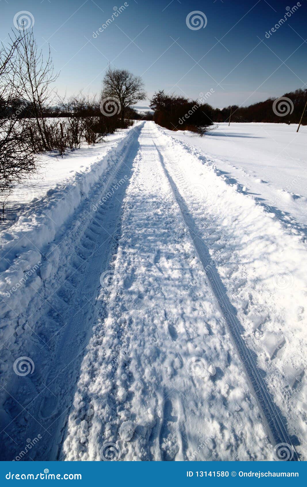 Deep snow road stock photo. Image of urban, forest, winter - 13141580