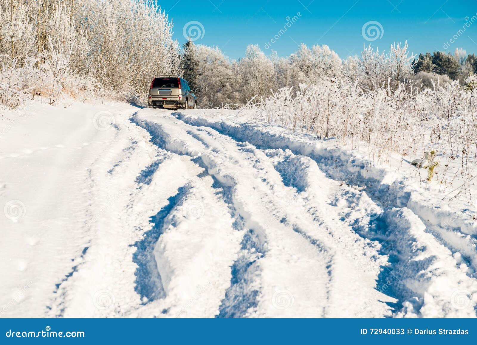 Deep snow road stock image. Image of difficult, grass - 72940033