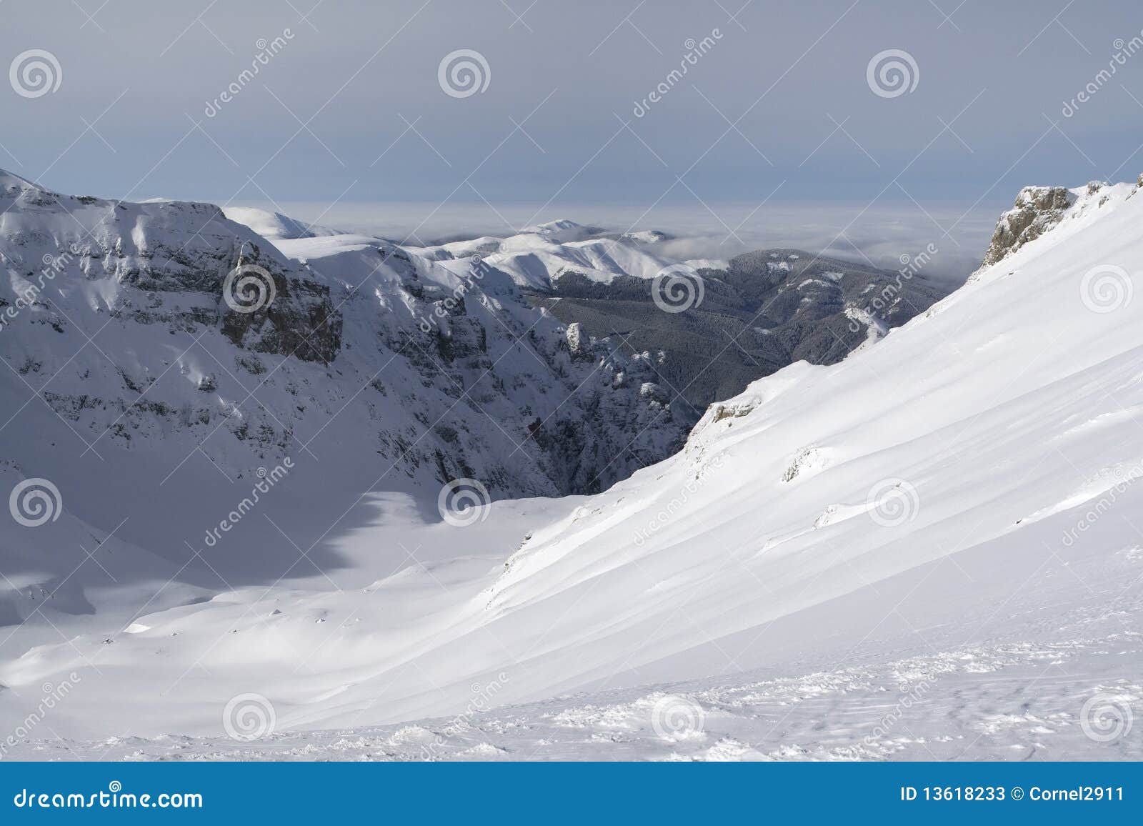 Deep Snowy Valley stock image. Image of summit, beautiful - 13618233