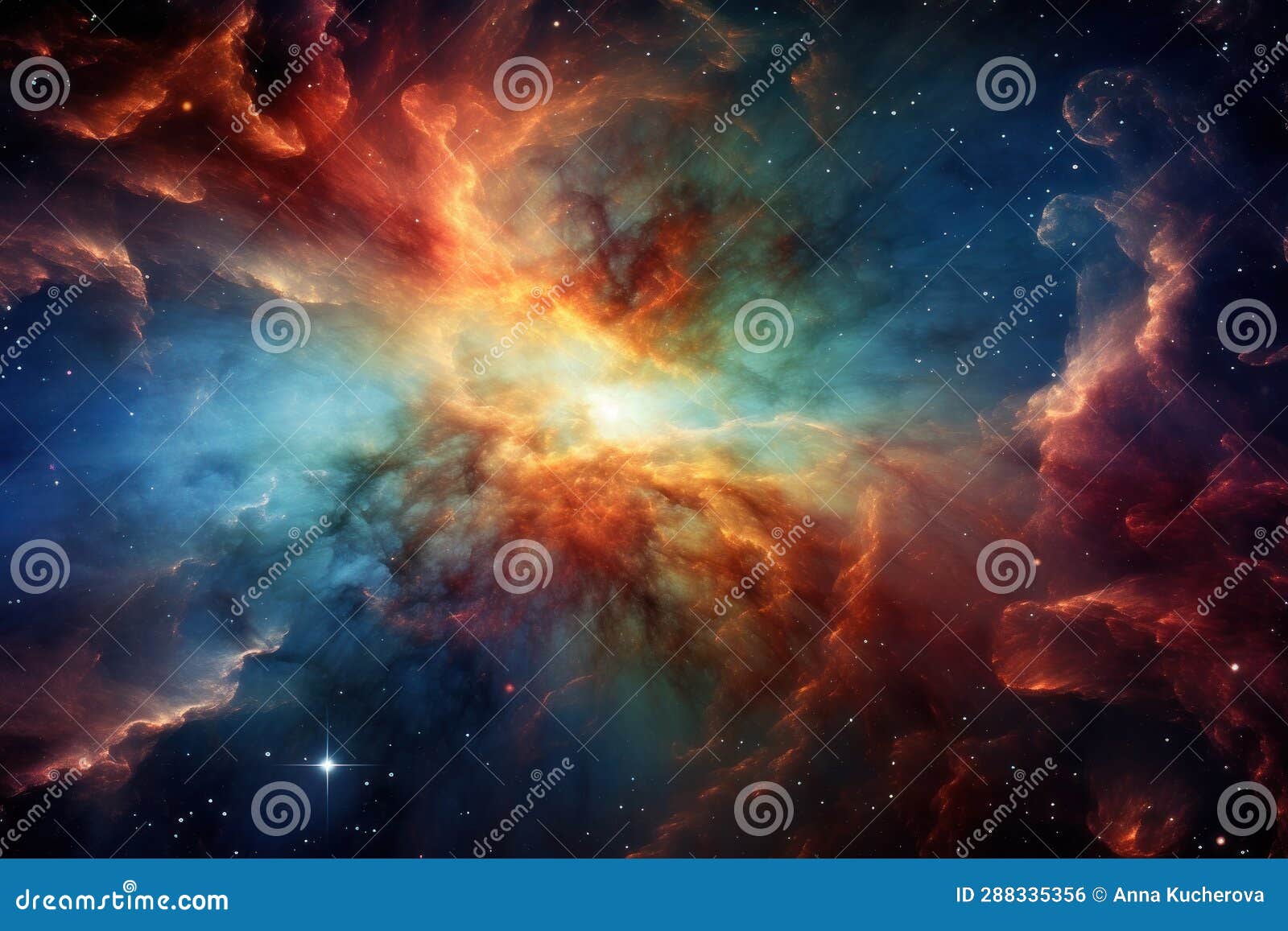 Deep Space Abstract Background with Vibrant Nebulas, Sparkling Star ...