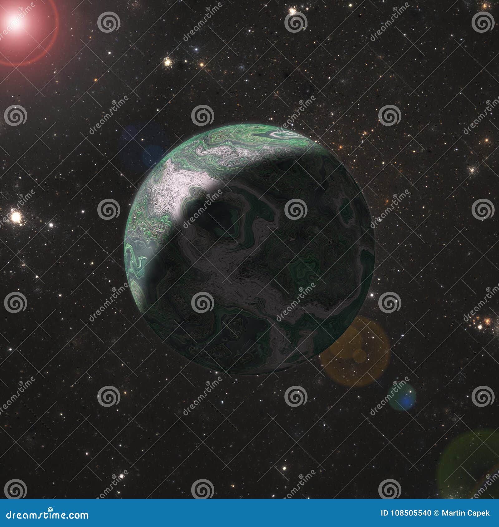 Deep space alien planet stock illustration. Illustration of light ...