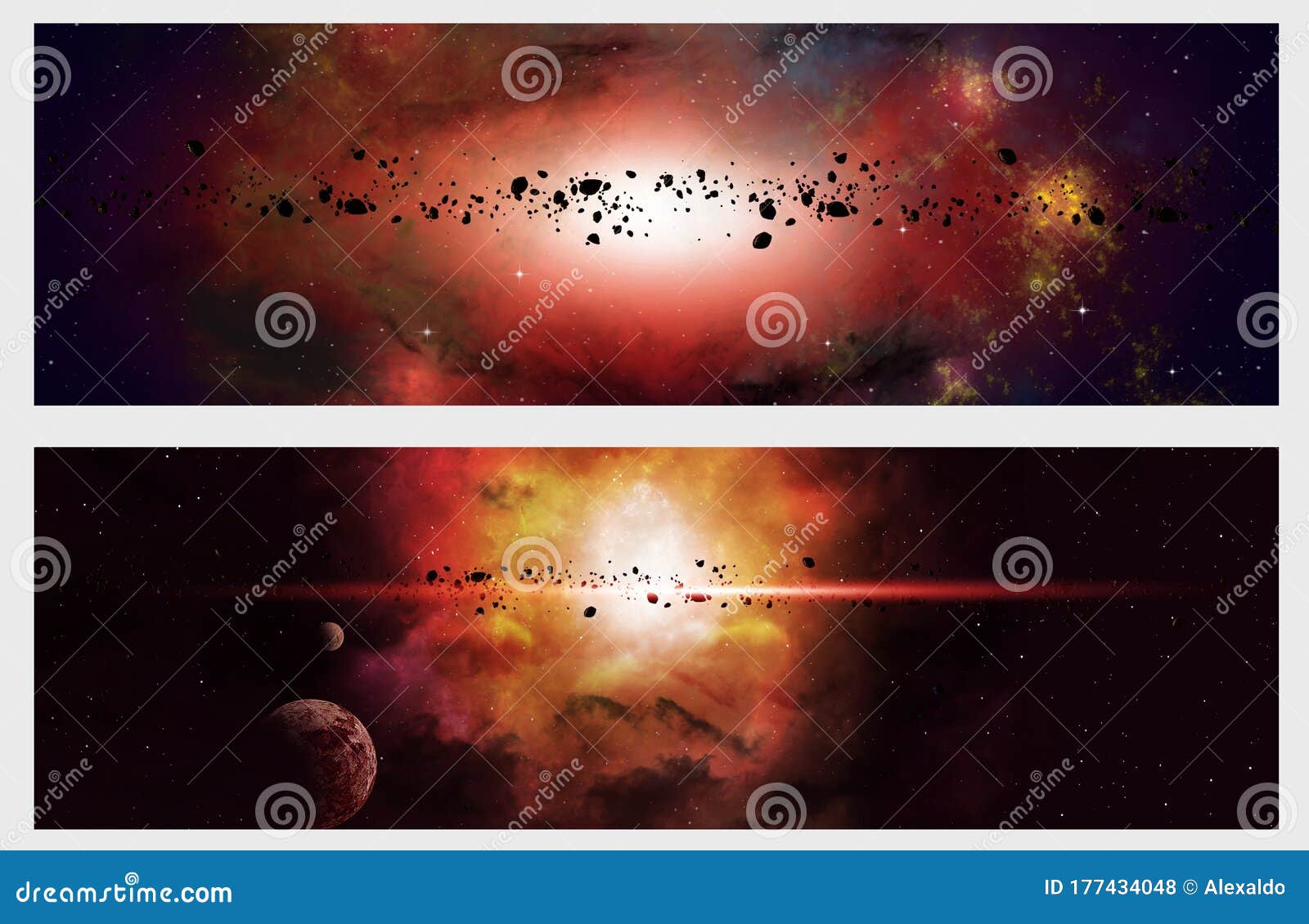 Deep space banners stock photo. Image of ship, orbit - 177434048