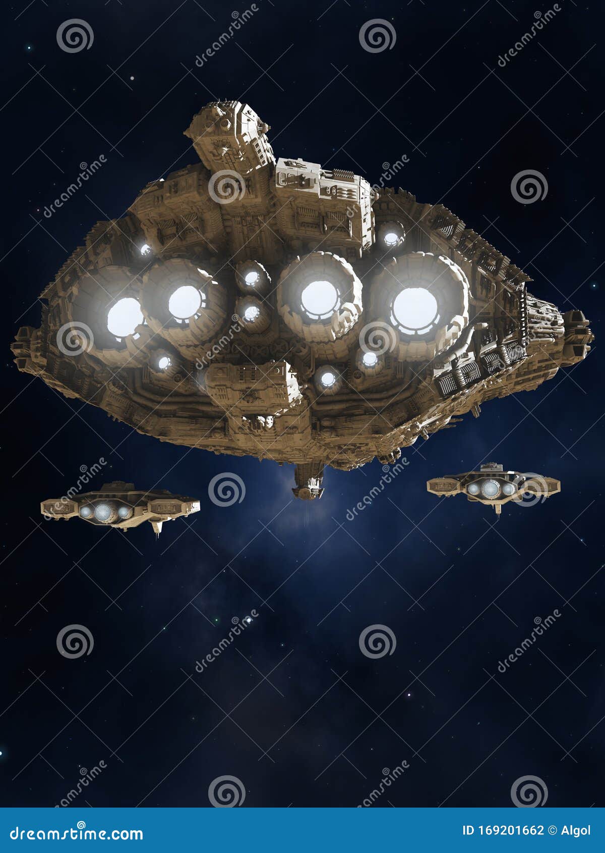 Deep Space Battle Cruiser Fleet Stock Illustration - Illustration of ...