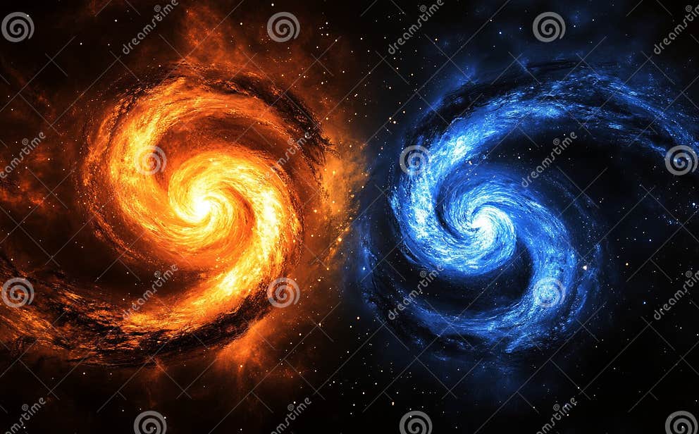 In Deep Space, a Cluster of Stars is Visible in a Double Galaxy. NASA ...