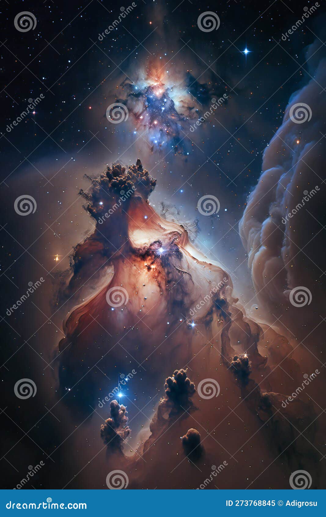 Deep Space Colorful Nebula. AI Generated. Stock Illustration ...