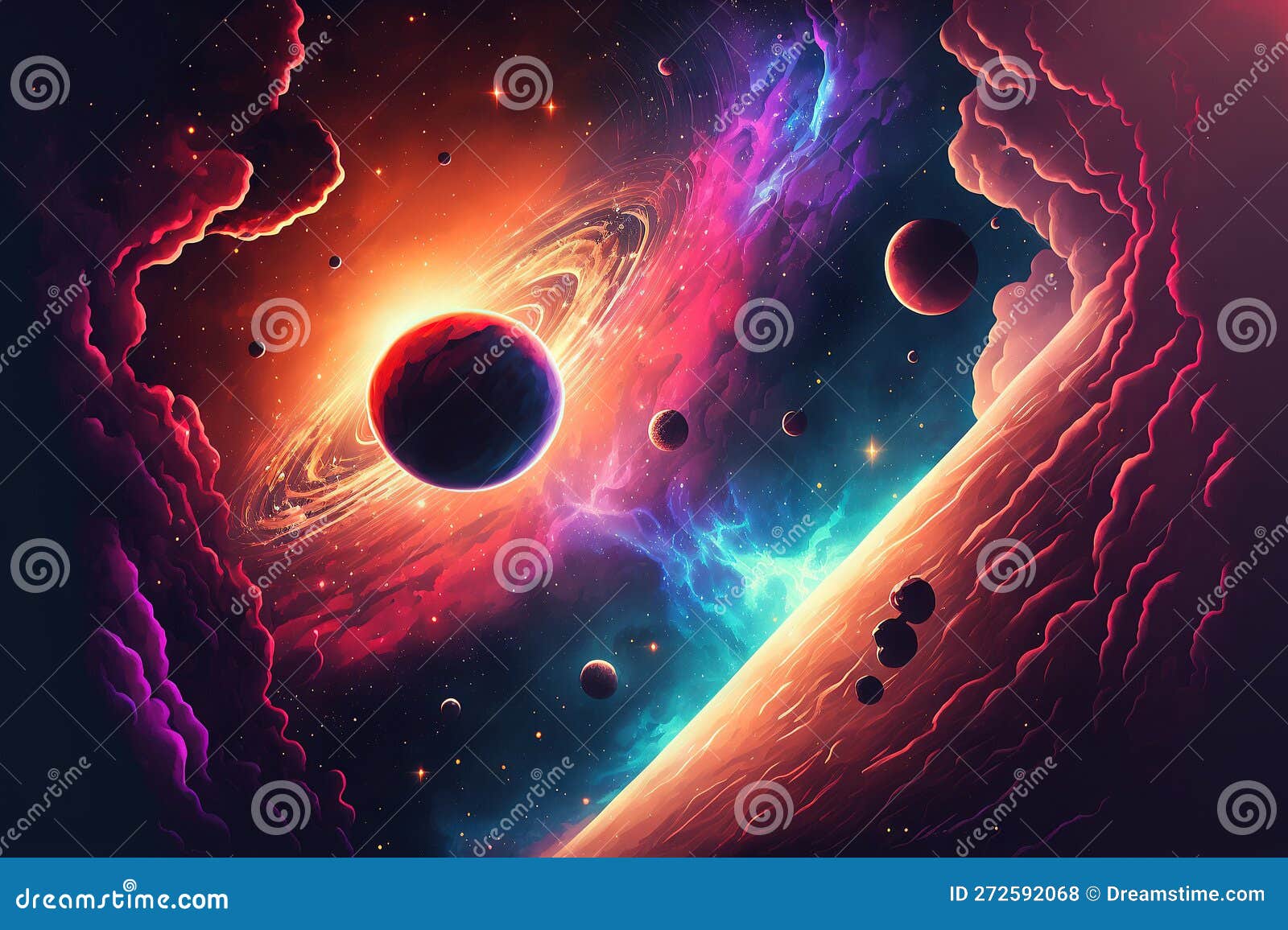 Deep Space Contains Brilliant Stars and Nebulae with Atmospheric Colors ...