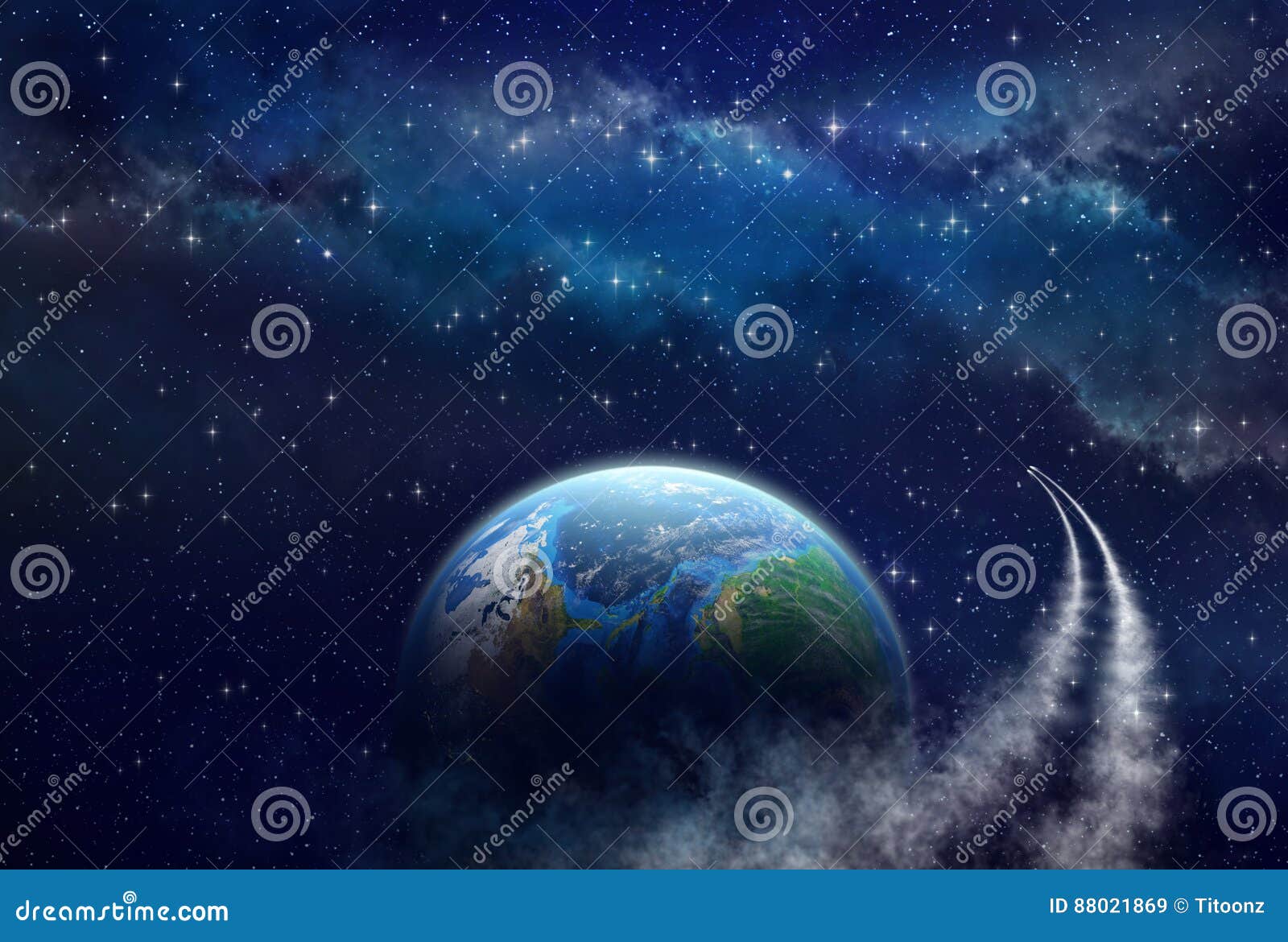 Deep space exploration stock illustration. Illustration of bright ...