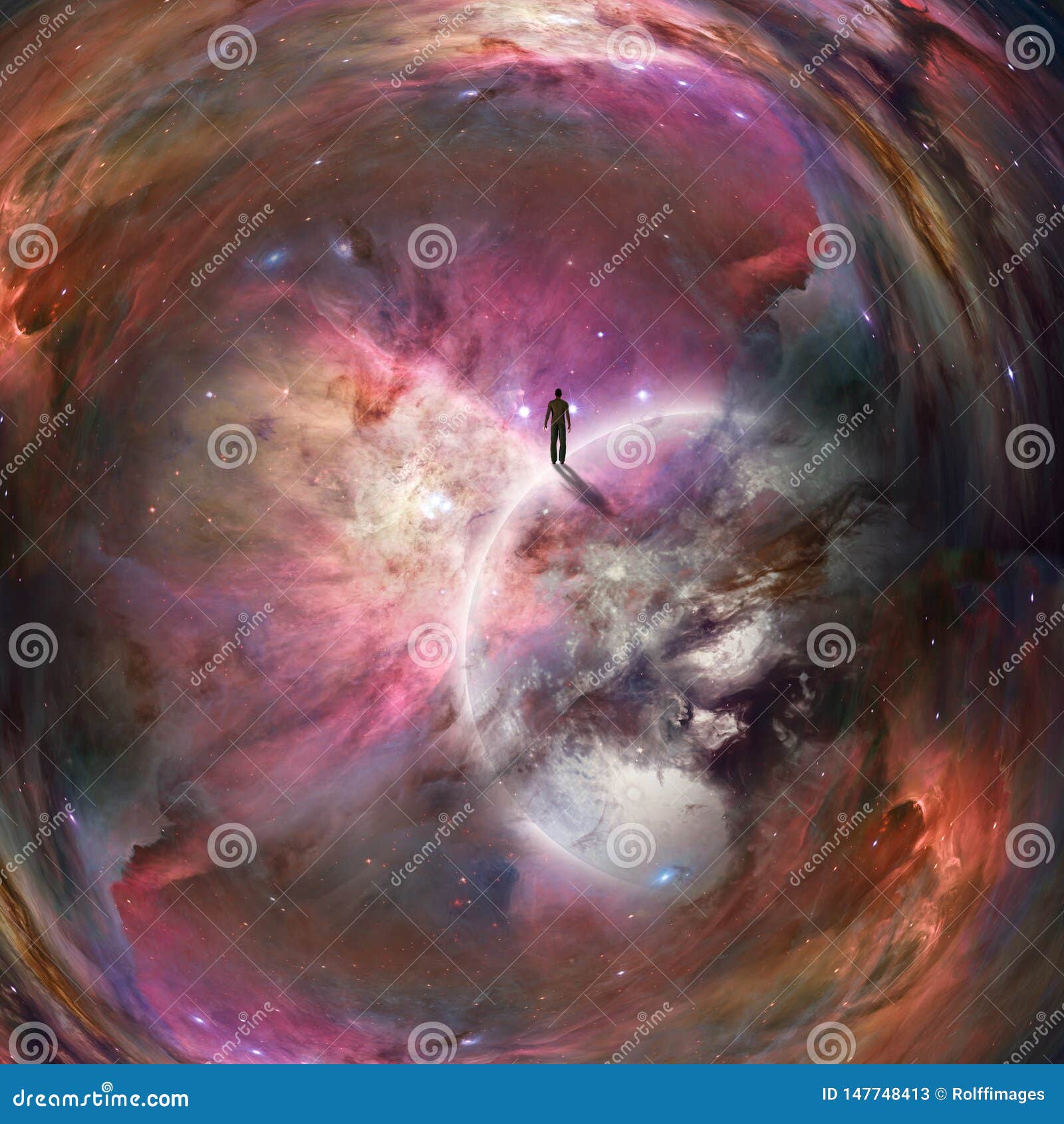 Deep Space with Human Being Stock Illustration - Illustration of human ...