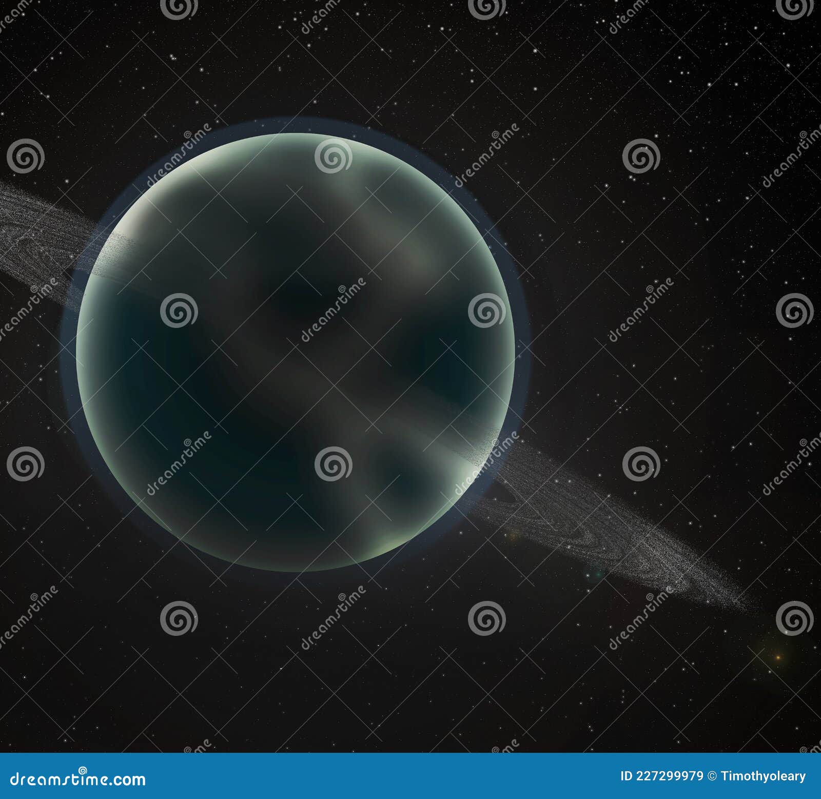 Silhouette of a Distant Mysterious Alien Planet with Rings in Deep ...