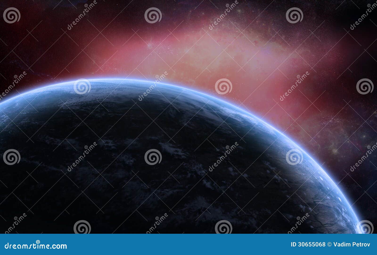 Deep Space Nebula with Planet Stock Illustration - Illustration of ...