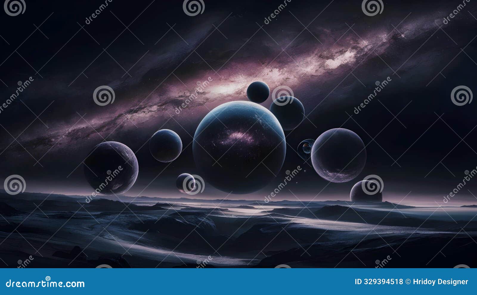 Galaxy planets digital art stock illustration. Illustration of poster ...