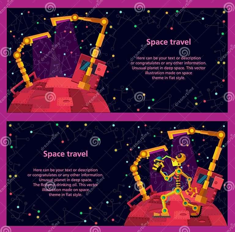Deep space. Robots planet. stock vector. Illustration of mechanism ...