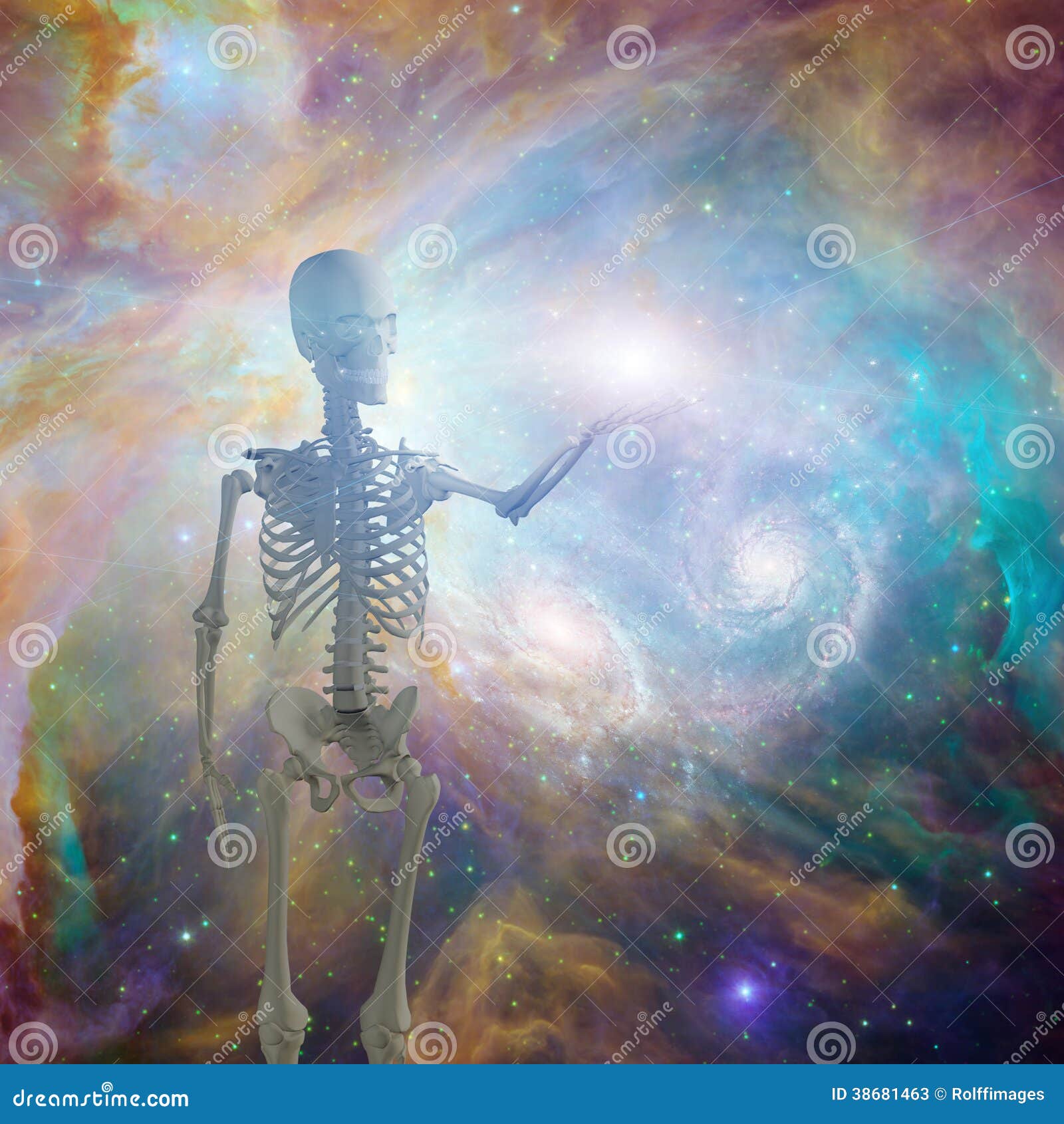 Skeleton Holds Floating Eye In Space Royalty-Free Stock Photography ...