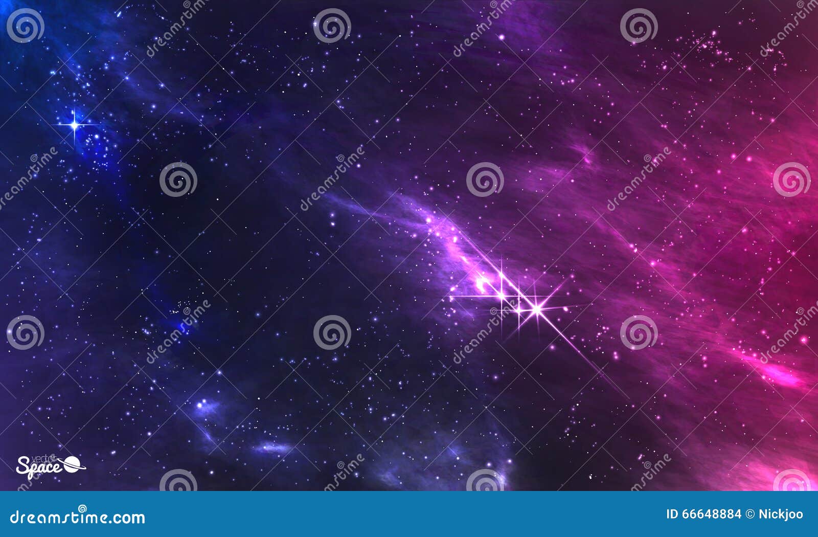 Deep Space. Vector Illustration of Cosmic Nebula with Star Cluster ...