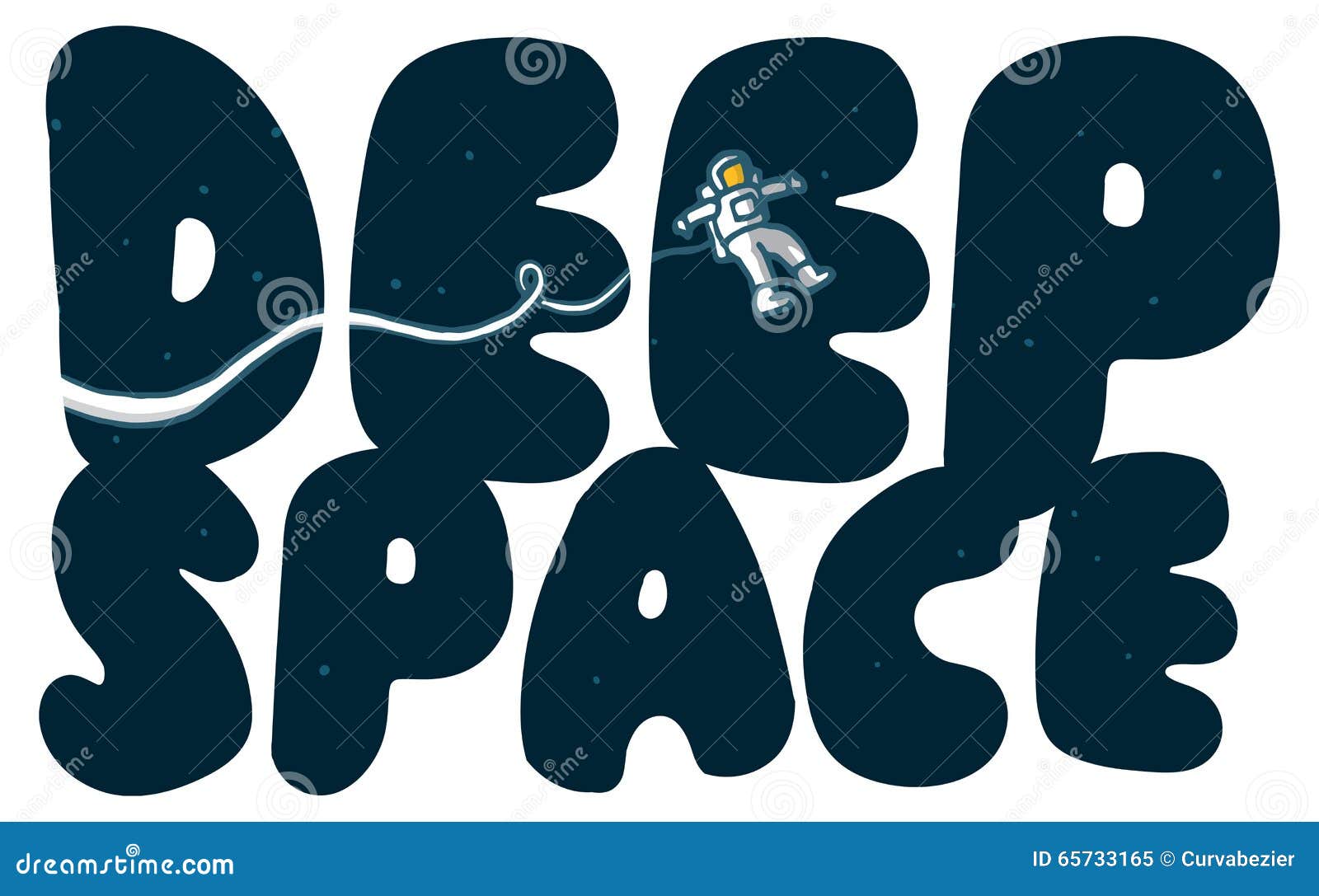 Deep Space Words with Exploring Astronaut Stock Vector - Illustration ...