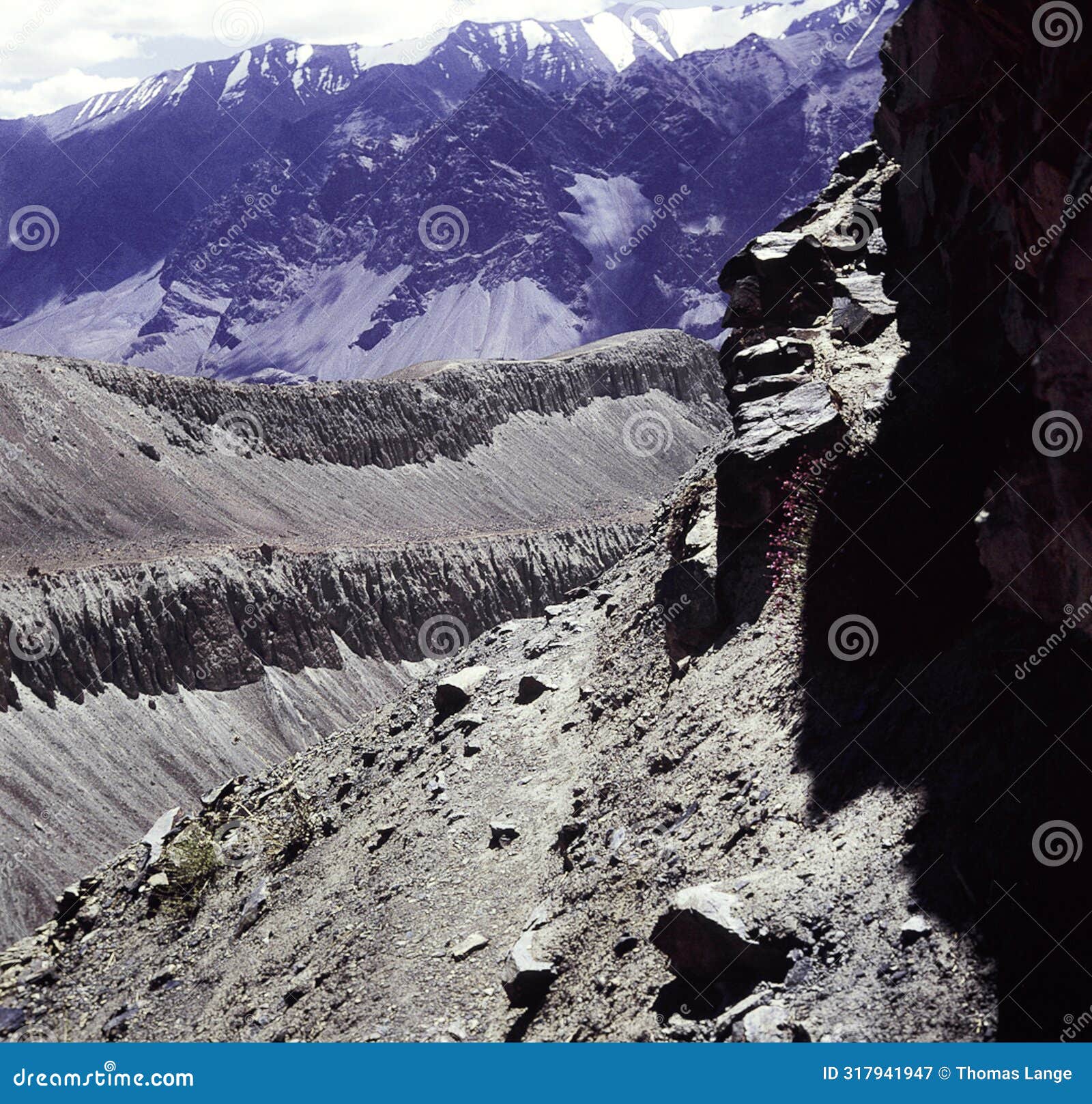 A Deep and Steep Erosion Vallay into the Pamir Mountains Stock Image ...
