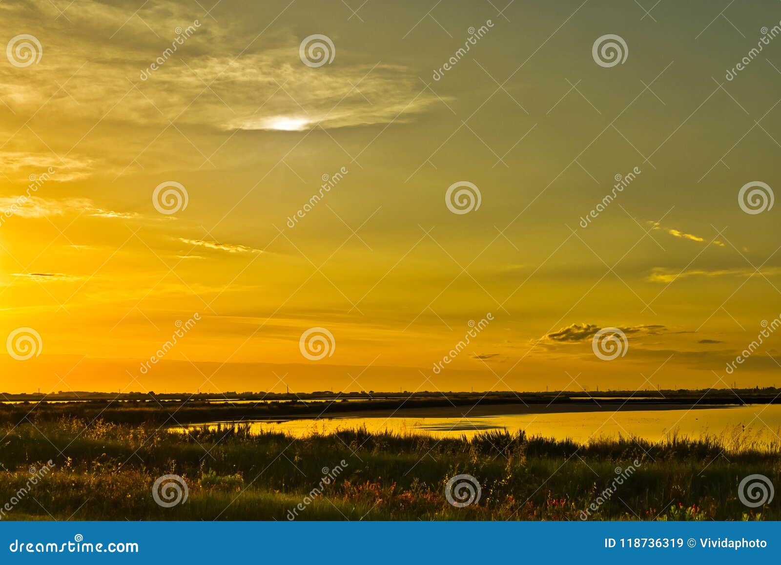 Sunset on wetlands stock image. Image of italy, brackish - 118736319