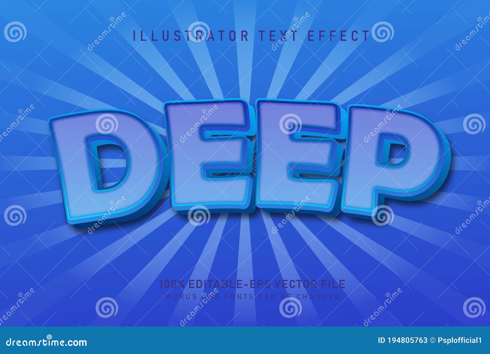 Deep Text Effect Design Vector Stock Vector - Illustration of letter ...