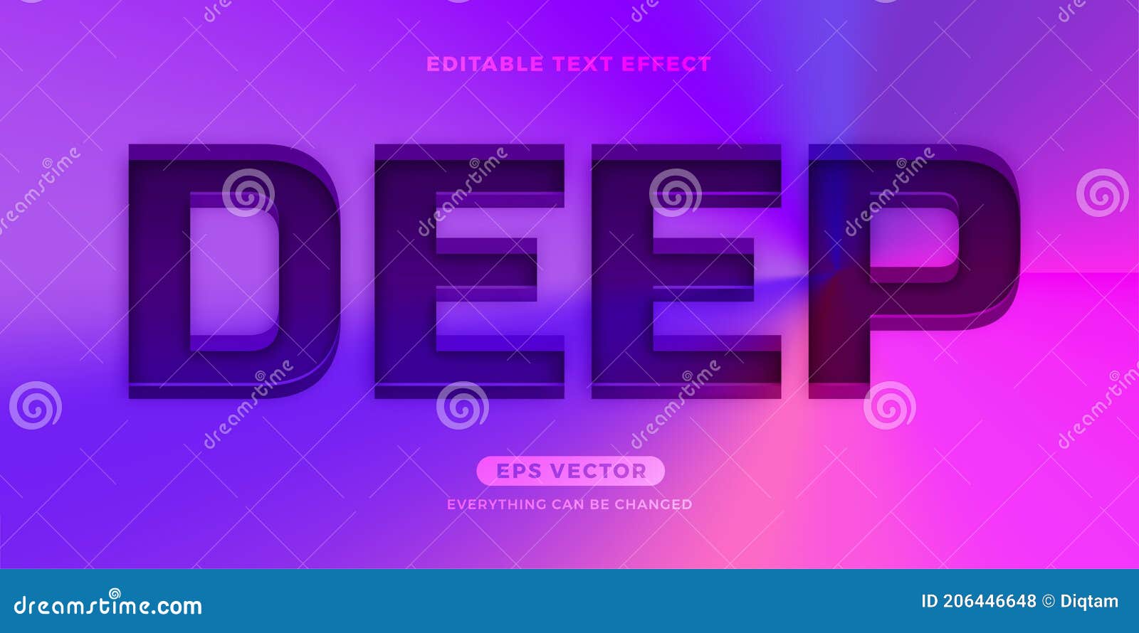Deep text effect stock vector. Illustration of text - 206446648