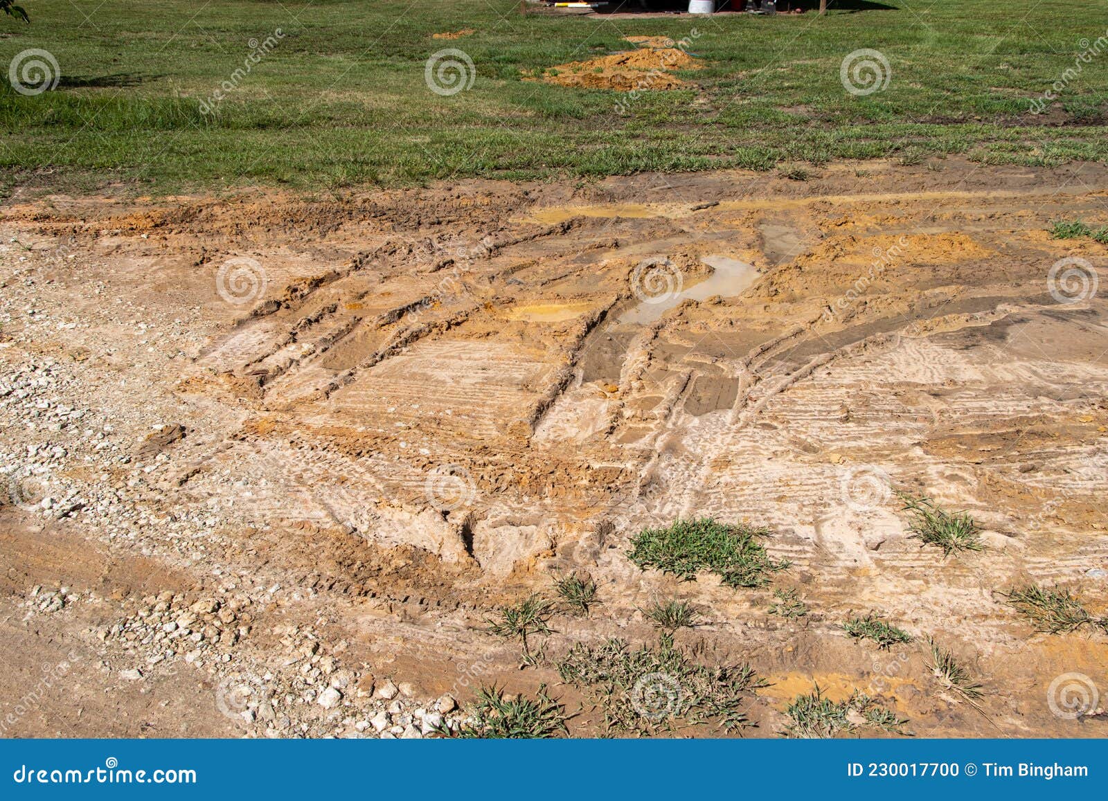 Deep tire ruts in lawn stock photo. Image of damaged - 230017700