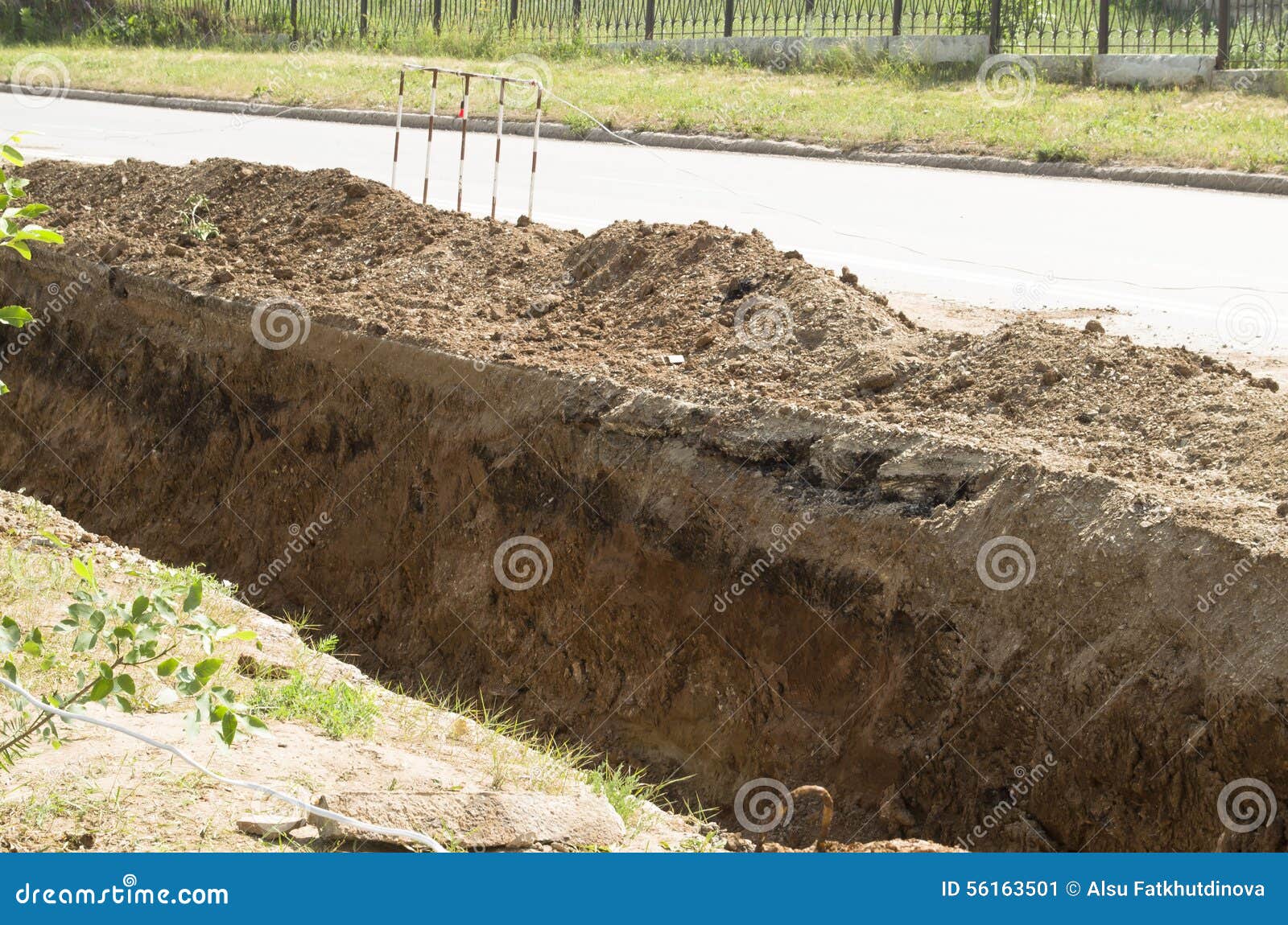 A deep trench stock image. Image of city, buildings, heating - 56163501