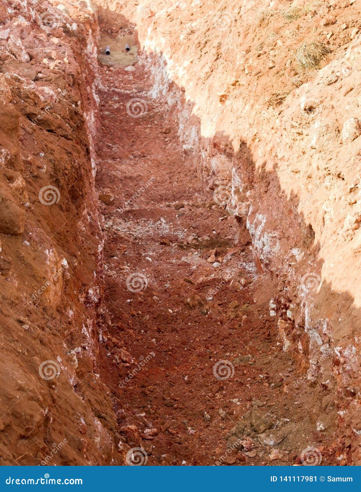 The deep trench for pipe stock image. Image of utilities - 141117981