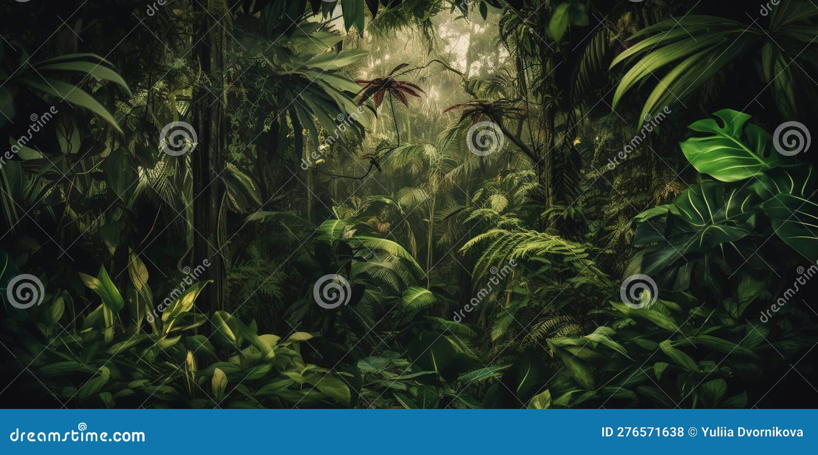 Deep Tropical Jungles. Dense Forest Landscape Stock Illustration ...