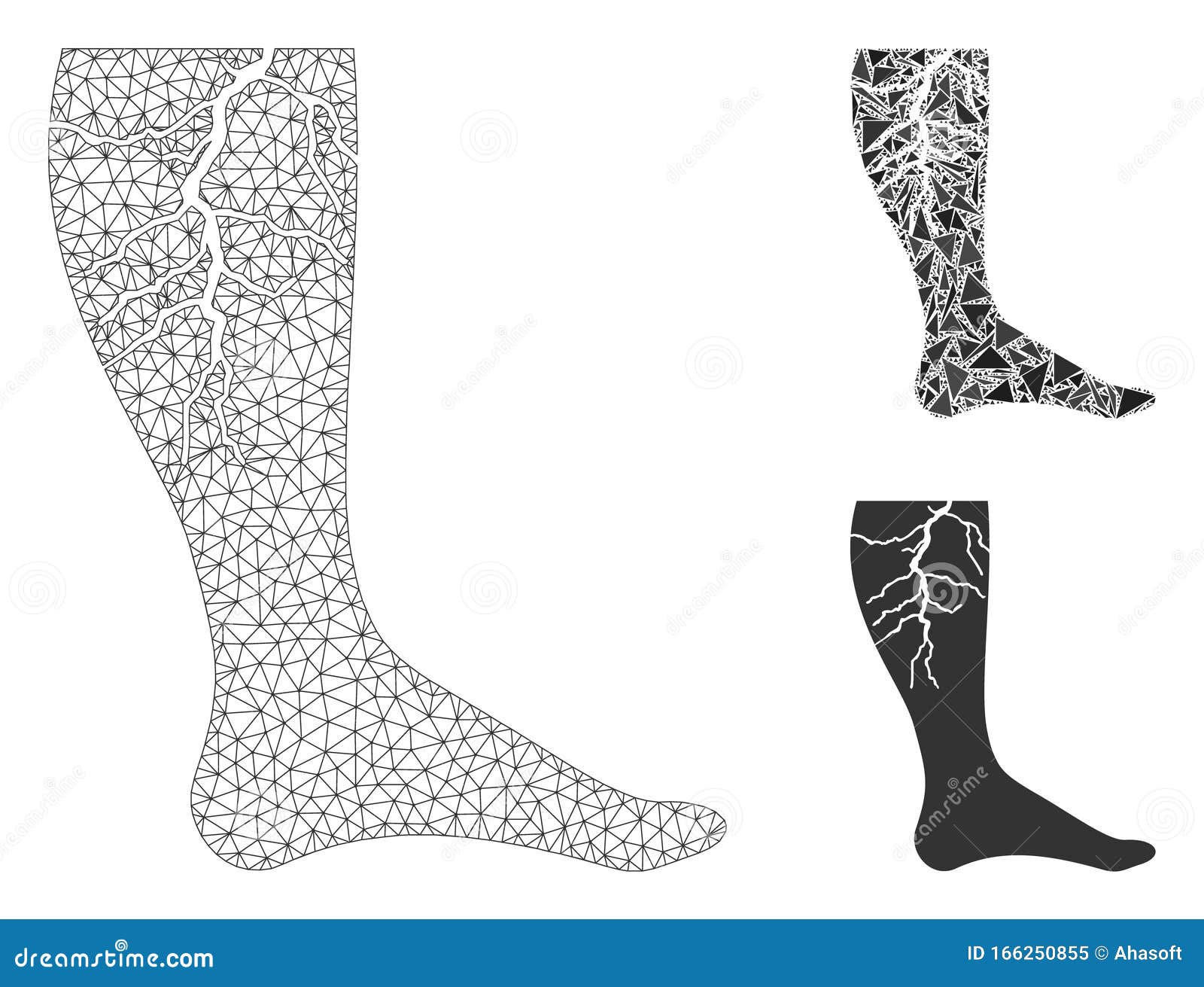 Deep Vein Thrombosis Vector Mesh 2D Model and Triangle Mosaic Icon ...