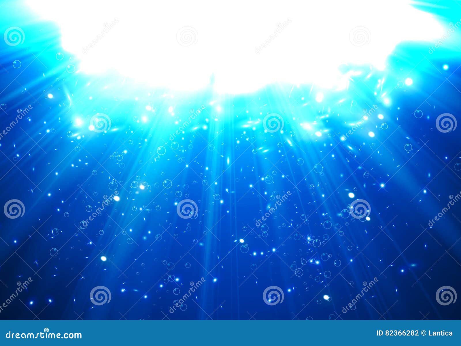 Deep Water Bubbles Dark Blue Color Illuminated by Rays of Light Stock ...