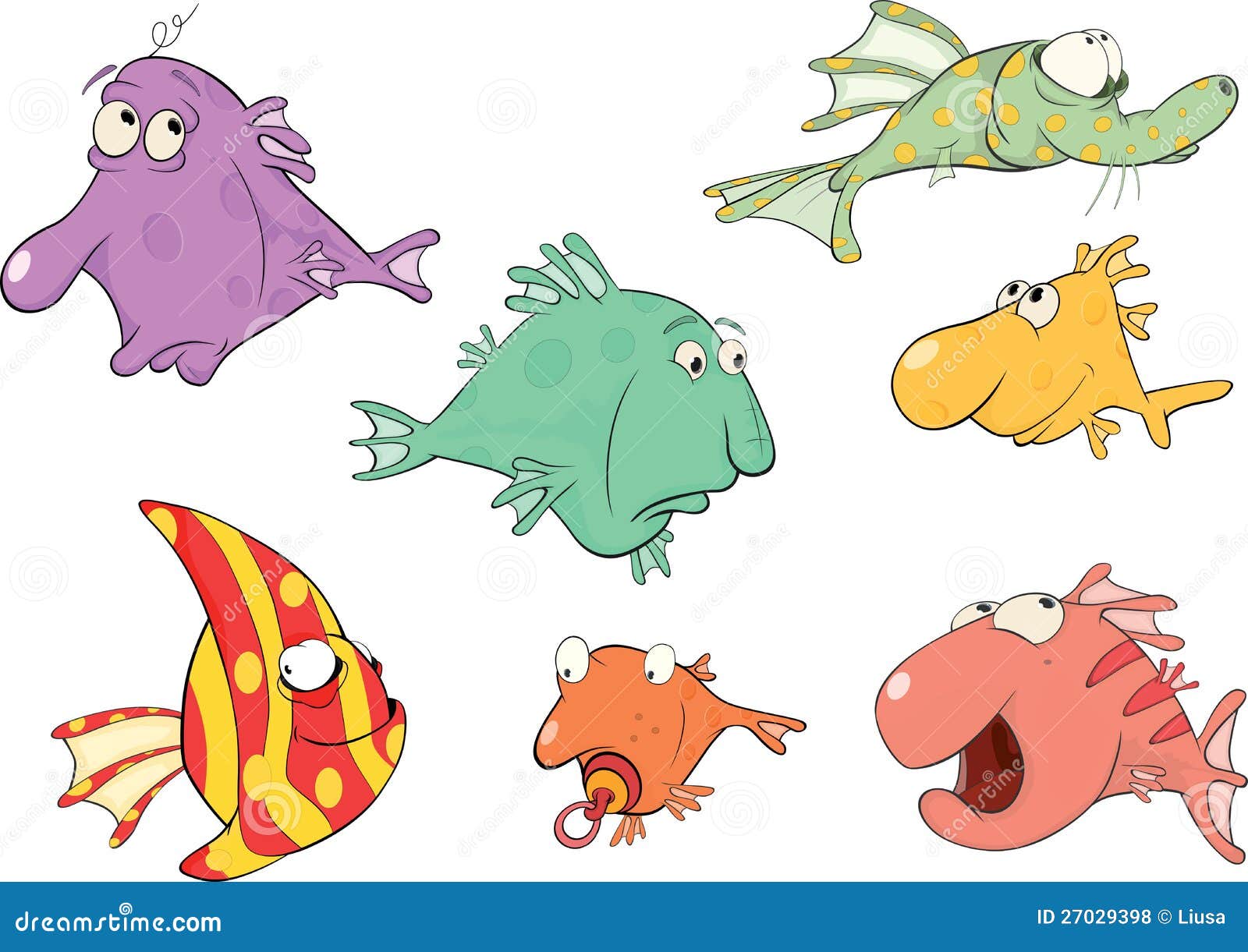 Deep Water Fish.Coral Small Fish. Cartoon Vector Illustration ...