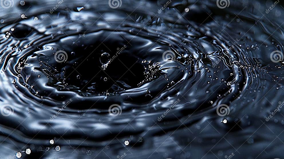 Deep Water Panorama Water Drop Ripples Water Drop Black Tone Stock ...